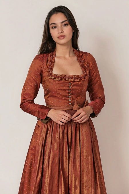 Dirndl Frieda (85cm) in orange im Julia Trentini Online Shop
